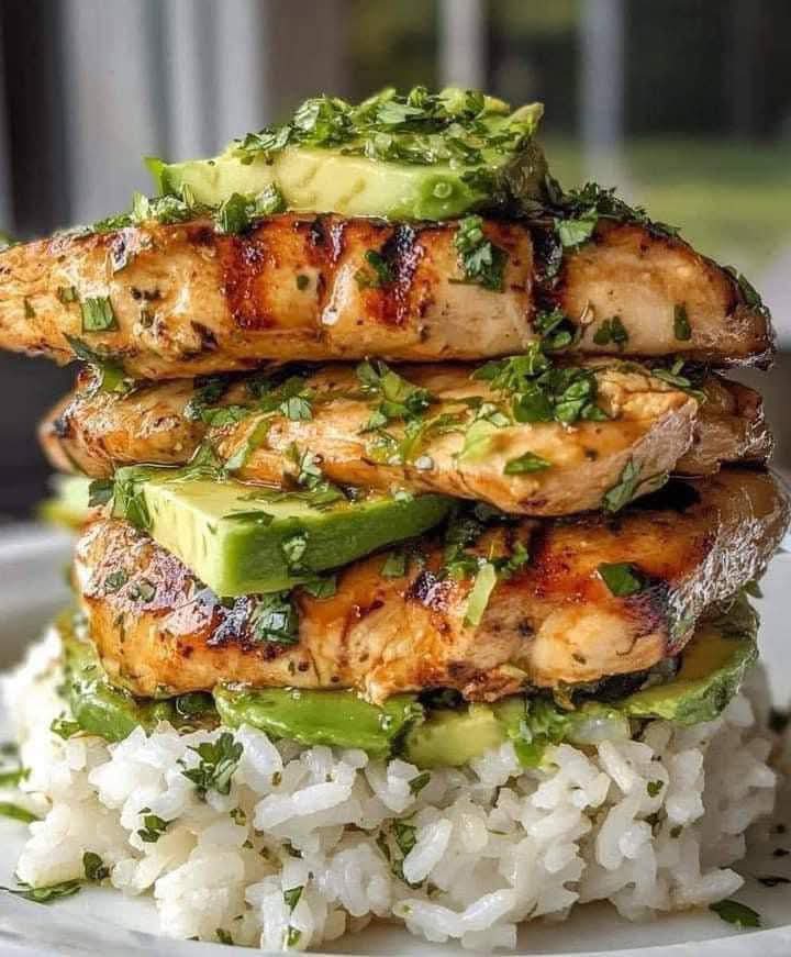 Honey Lime Chicken and Avocado Rice Stack - FOOD LOVERS